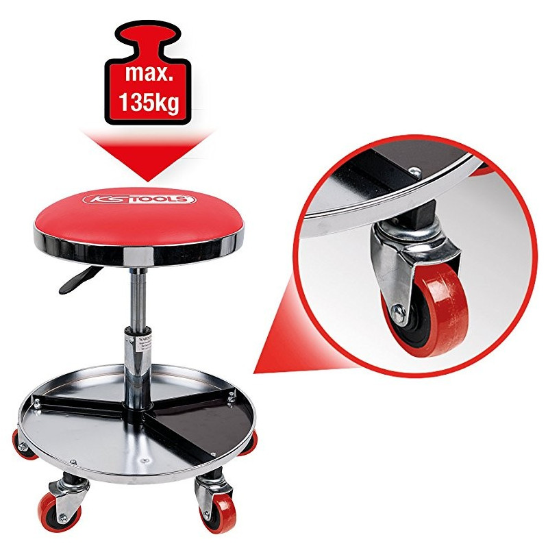 Tabouret sur roulettes extra stable et réglable en hauteur Kstools