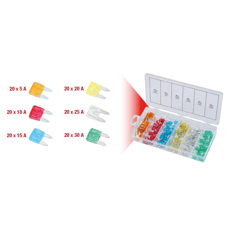 970.0280 : Assortiment de mini-fusibles 120 pièces